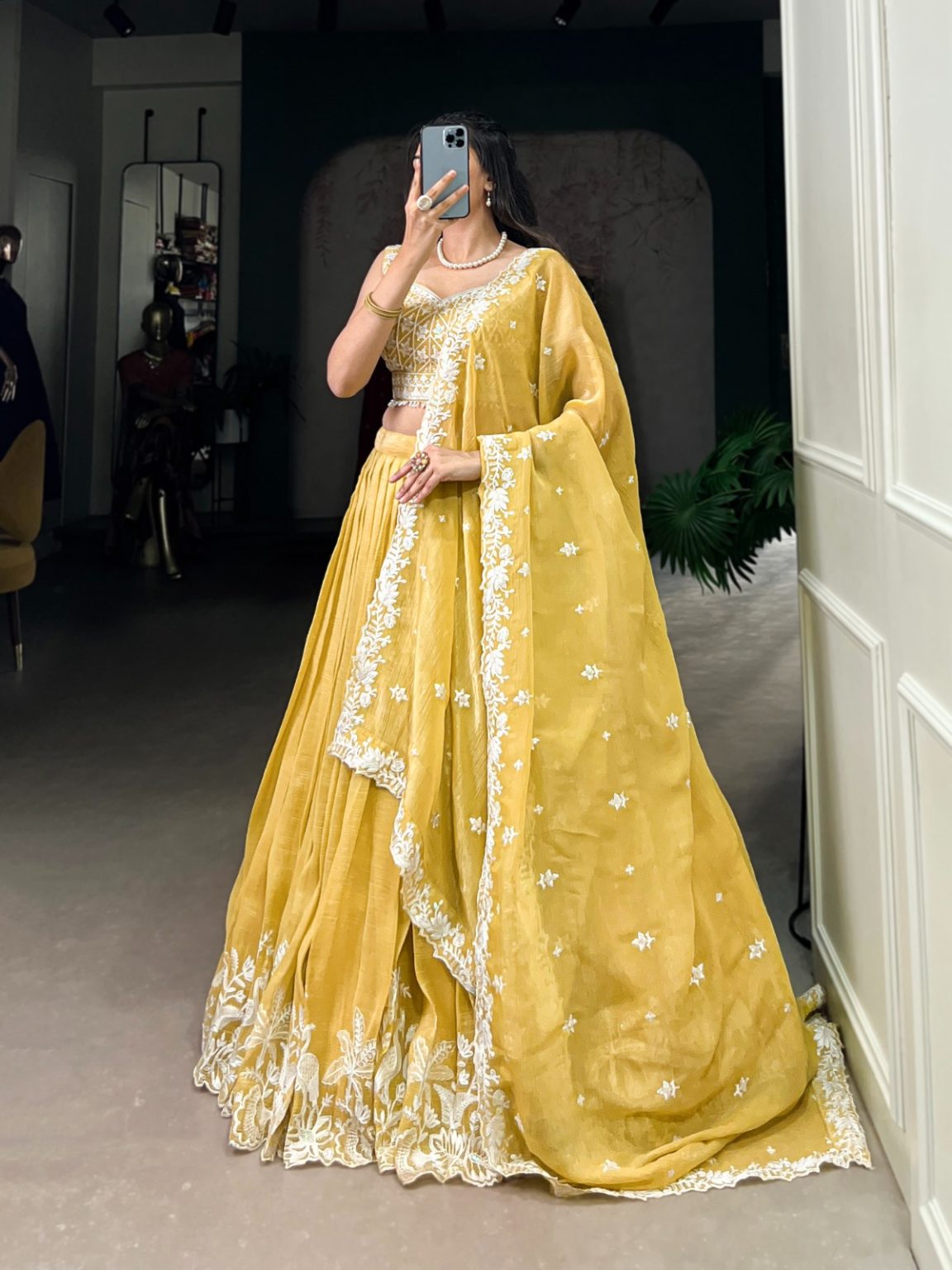 Yellow Color Beautiful Golden Glow and Embroidered Charm lehenga choli ...