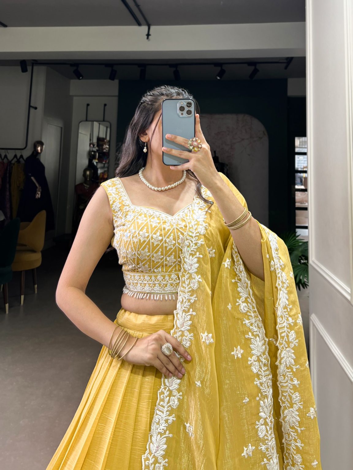 Yellow Color Beautiful Golden Glow and Embroidered Charm lehenga choli ...