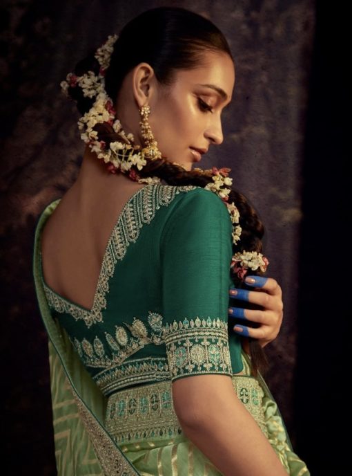 Green Fancy Fabric Embroidered Wedding Saree - Sarees Designer Collection