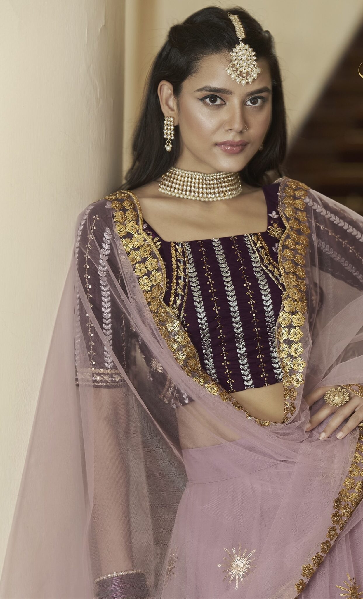 Light Purple Embroidered Net Party Wear Lehenga Choli - Lehengas ...