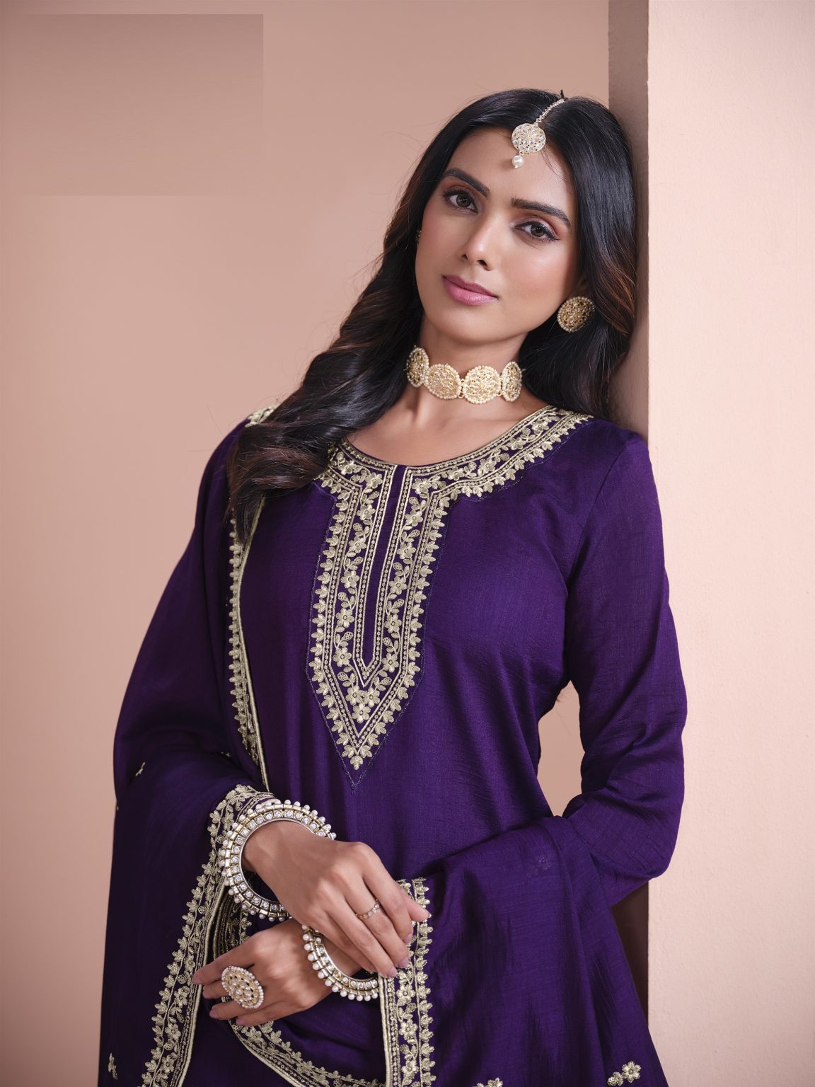 Blue Color Partywear Plazo Suit In Silk Fabric - Salwar Kameez Designer ...