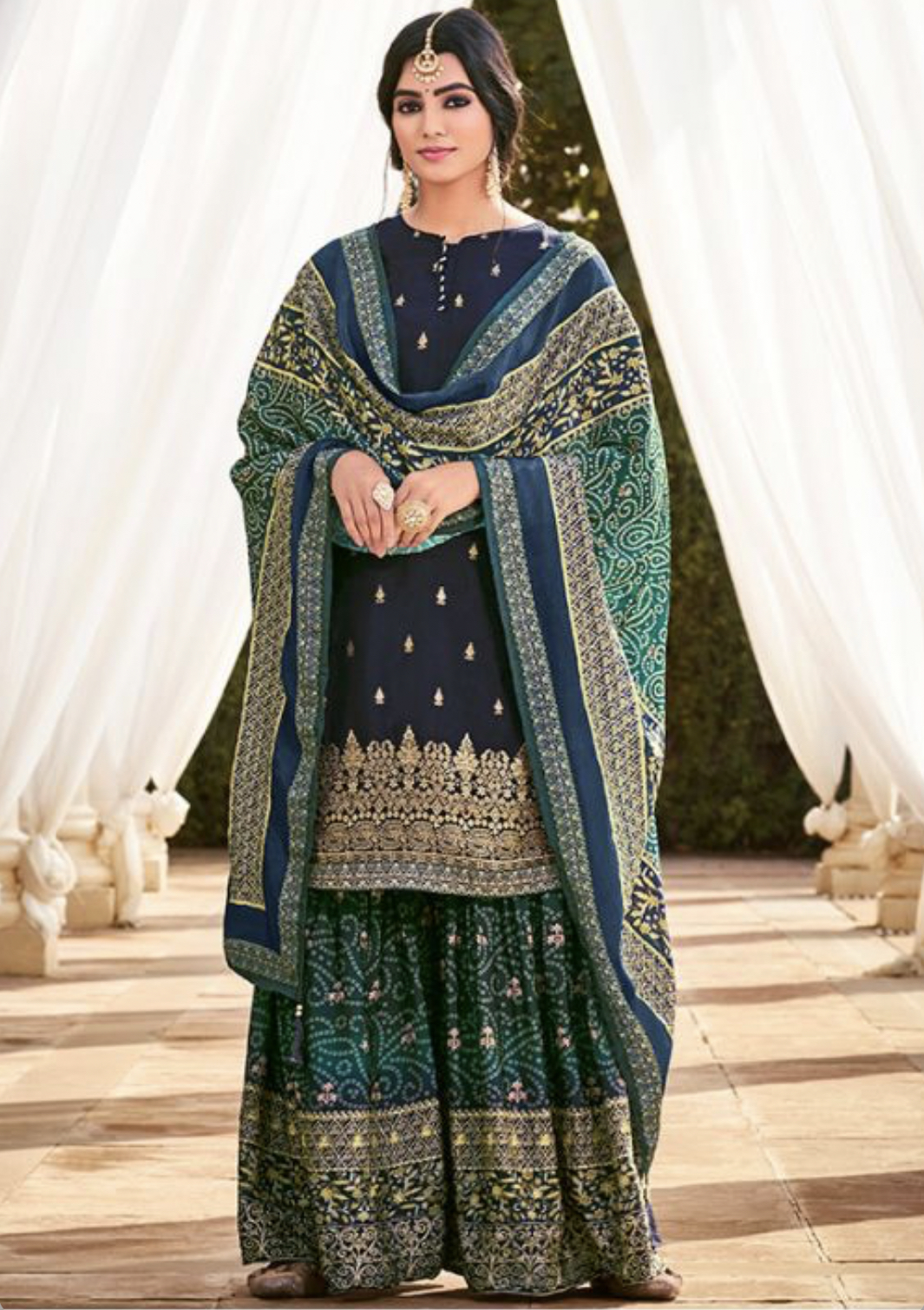 Navy Blue Dola Silk Sharara Suit - Salwar Kameez, top 20 salwar kameez ... Navy Blue Dola Silk Sharara Suit - Salwar Kameez, top 20 salwar kameez ...