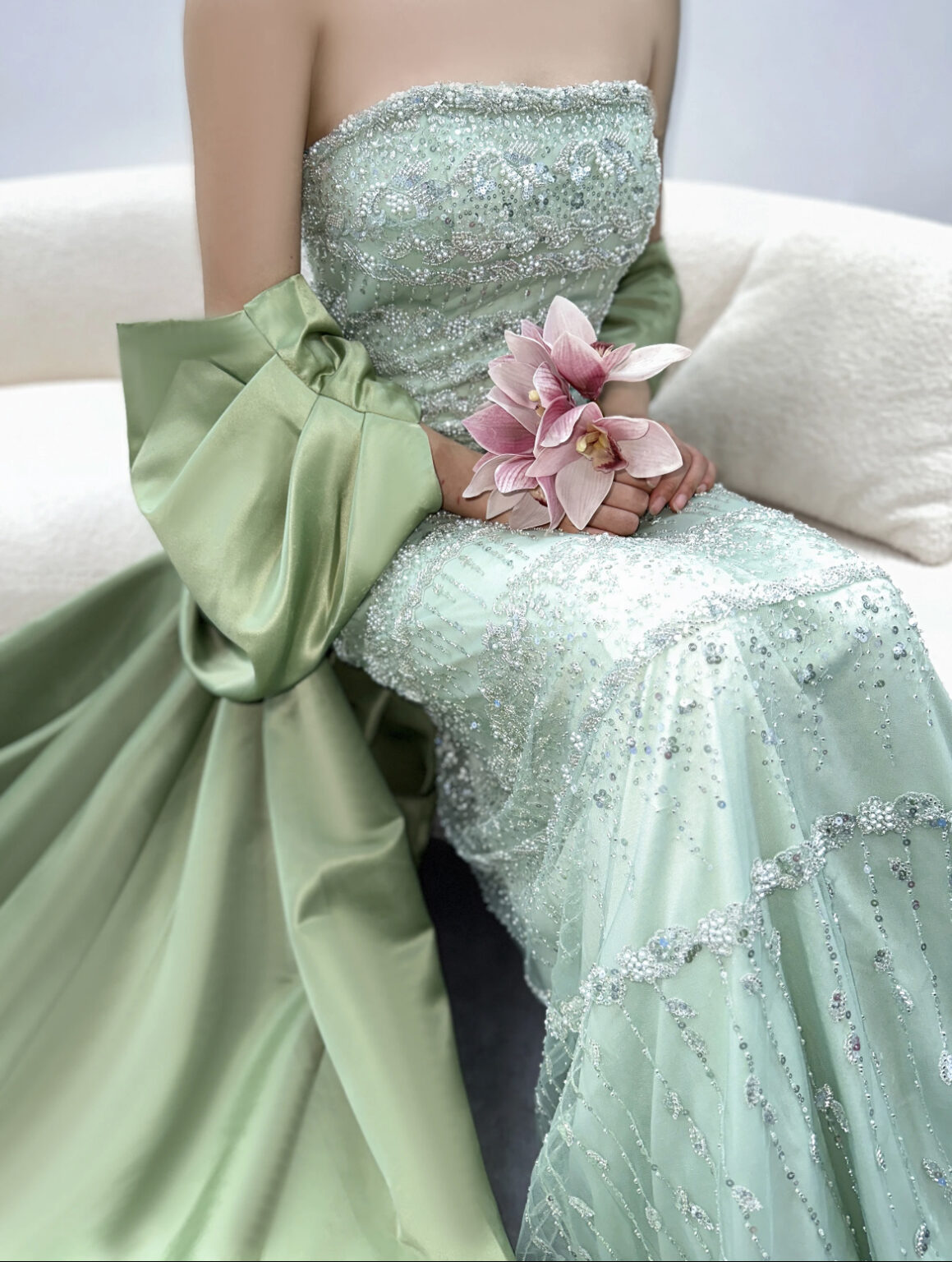 Modest Beaded Elegant Evening Dress With Puff Sleeve Cape - Evening ...