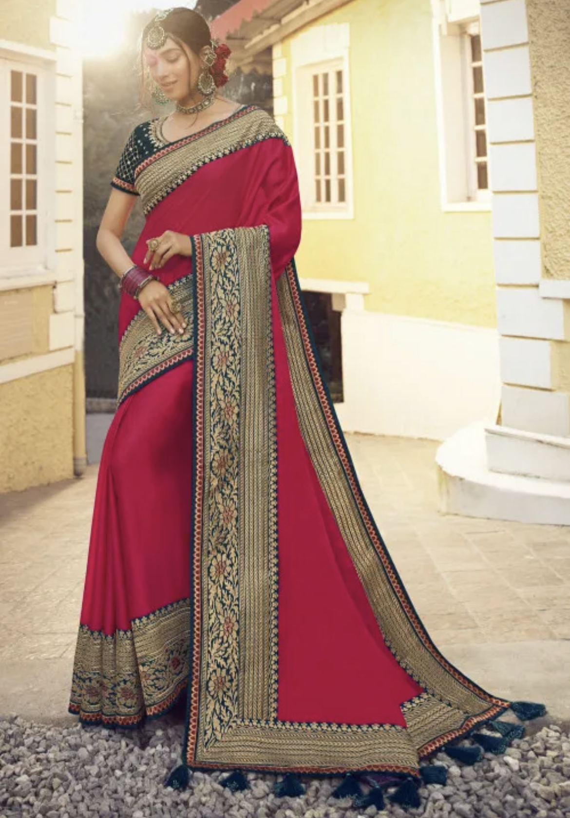 Red Tussar Silk Saree Sarees Designer Collection