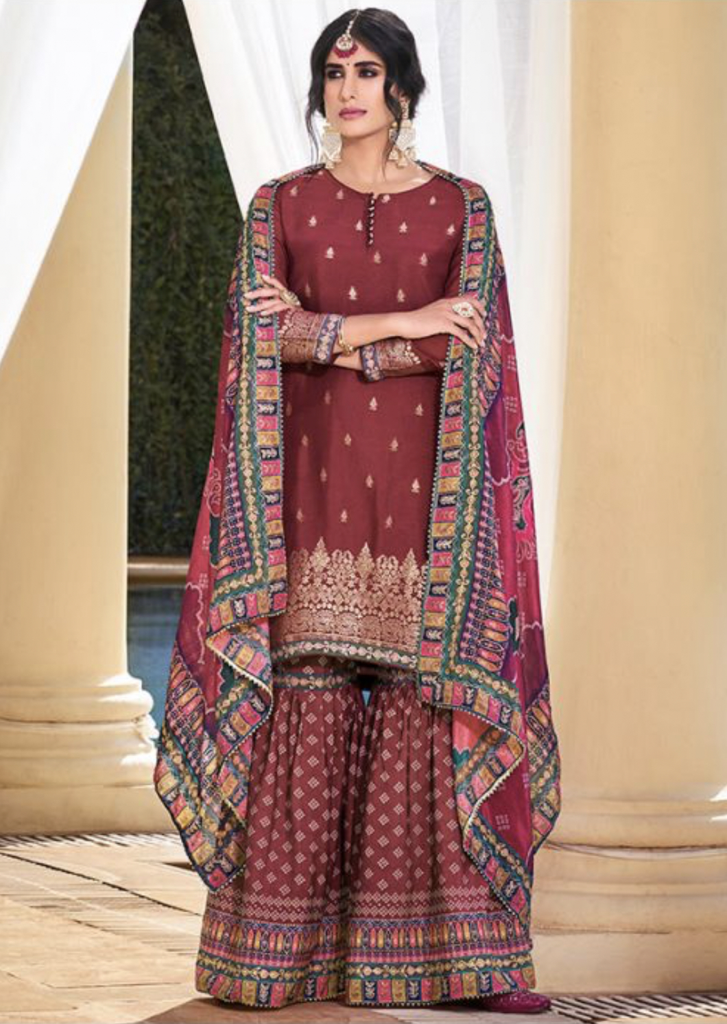 Maroon Dola Silk Embroidered Sharara Suit - Salwar Kameez, top 20 ... Maroon Dola Silk Embroidered Sharara Suit - Salwar Kameez, top 20 ...