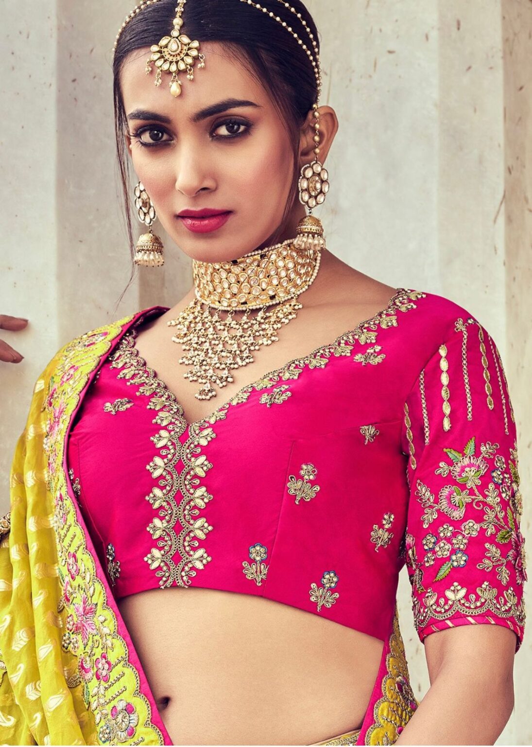 Lemon Yellow Silk Lehenga Choli - Lehengas Designer Collection