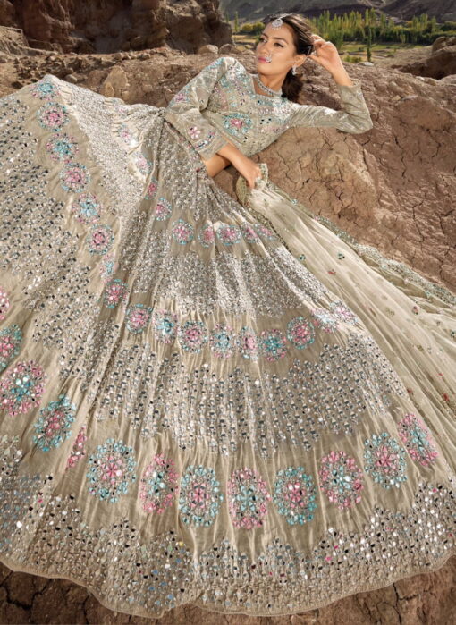 Grey Heavily Embellished Bridal Lehenga Choli - Lehengas Designer ...
