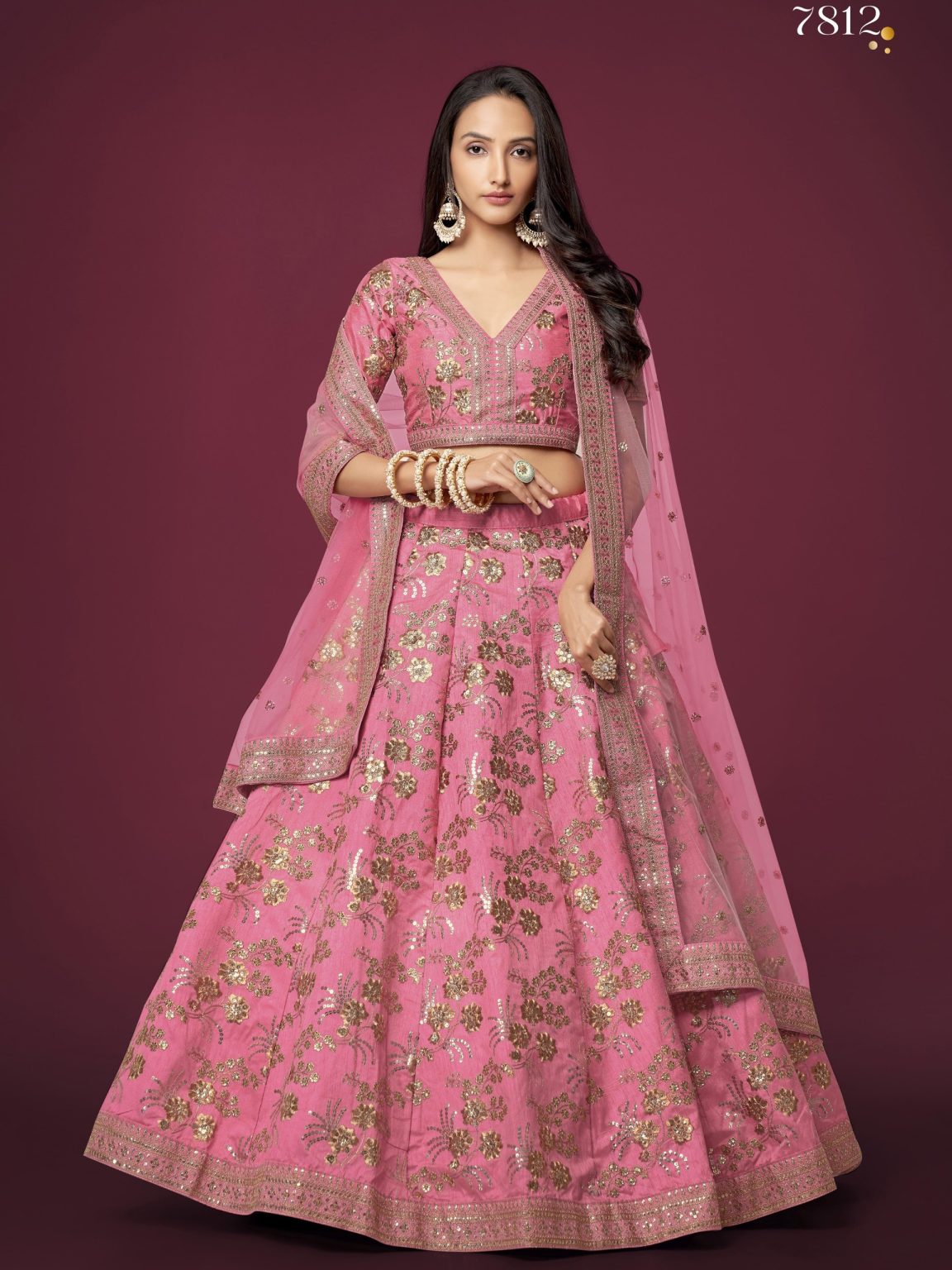 beautiful pink color lehenga made of slub silk material embellished ...