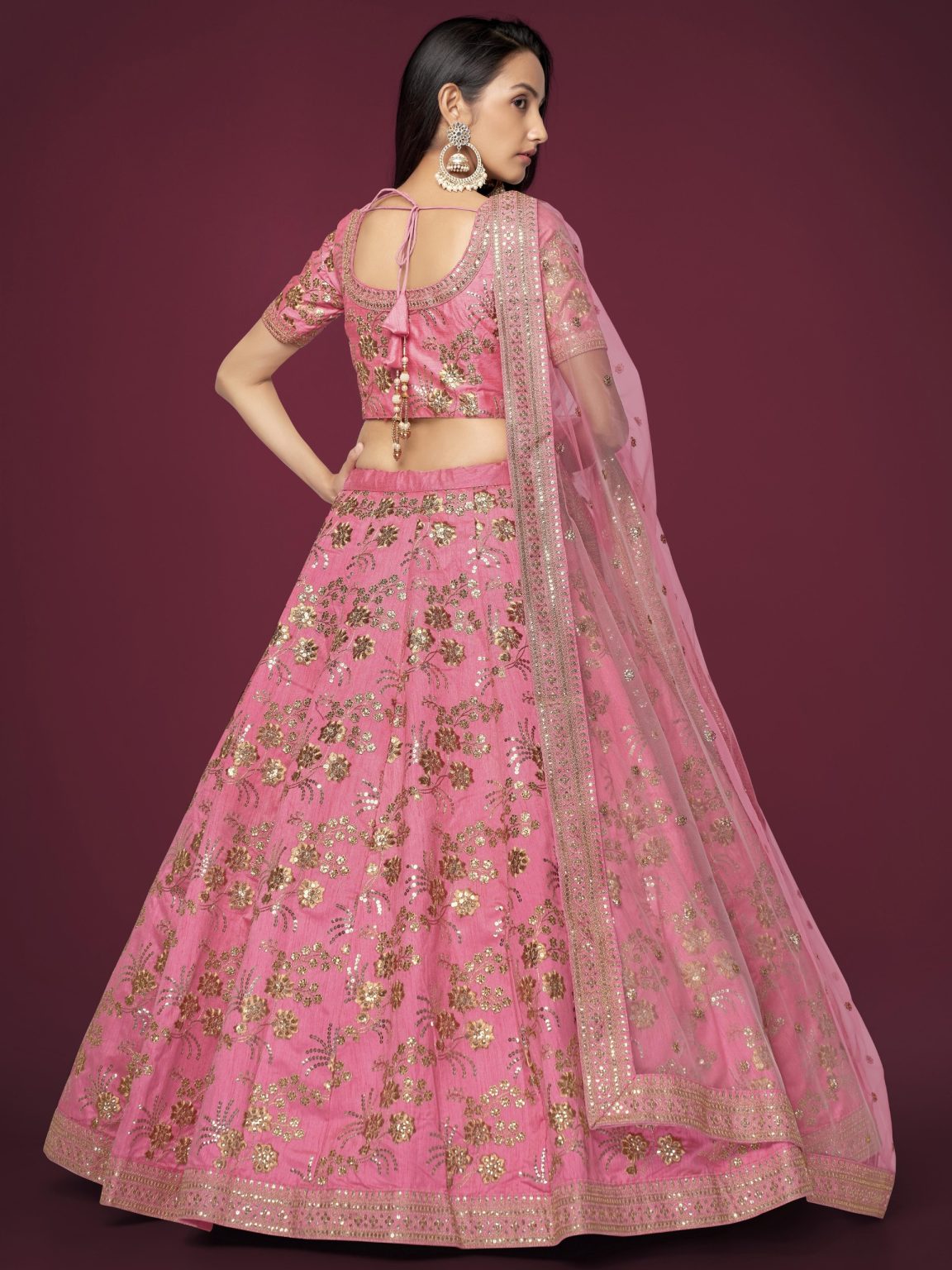beautiful pink color lehenga made of slub silk material embellished ...