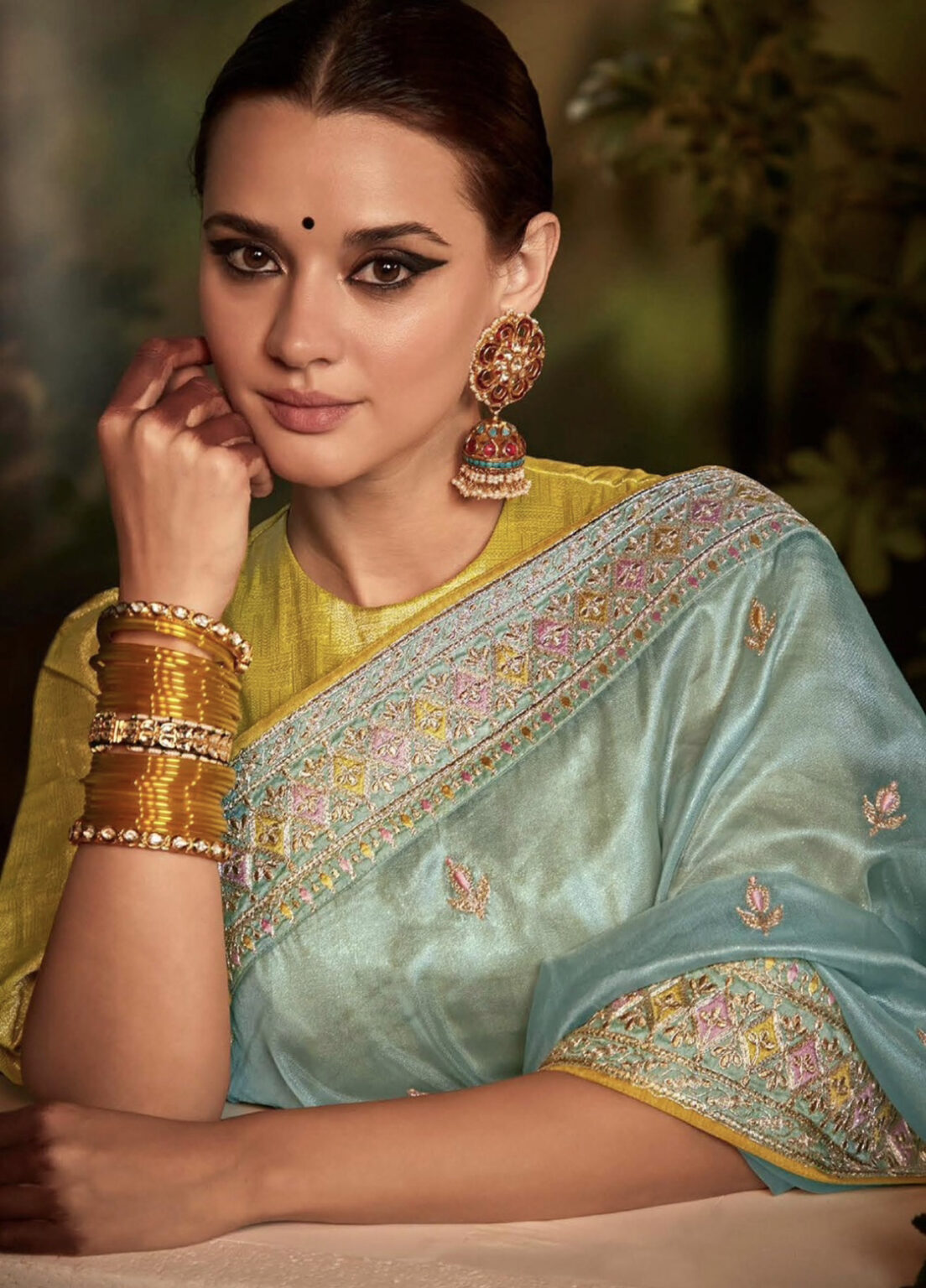 Sky Blue Tissue Silk Wedding Saree - Sarees Designer Collection