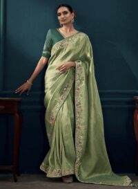 Light Green Pure Silk Wedding Saree - Sarees Designer Collection