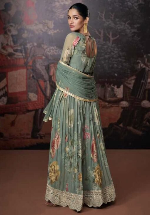 Sage Green Side Slit Embroidered Anarkali Suit - Salwar Kameez Designer ...