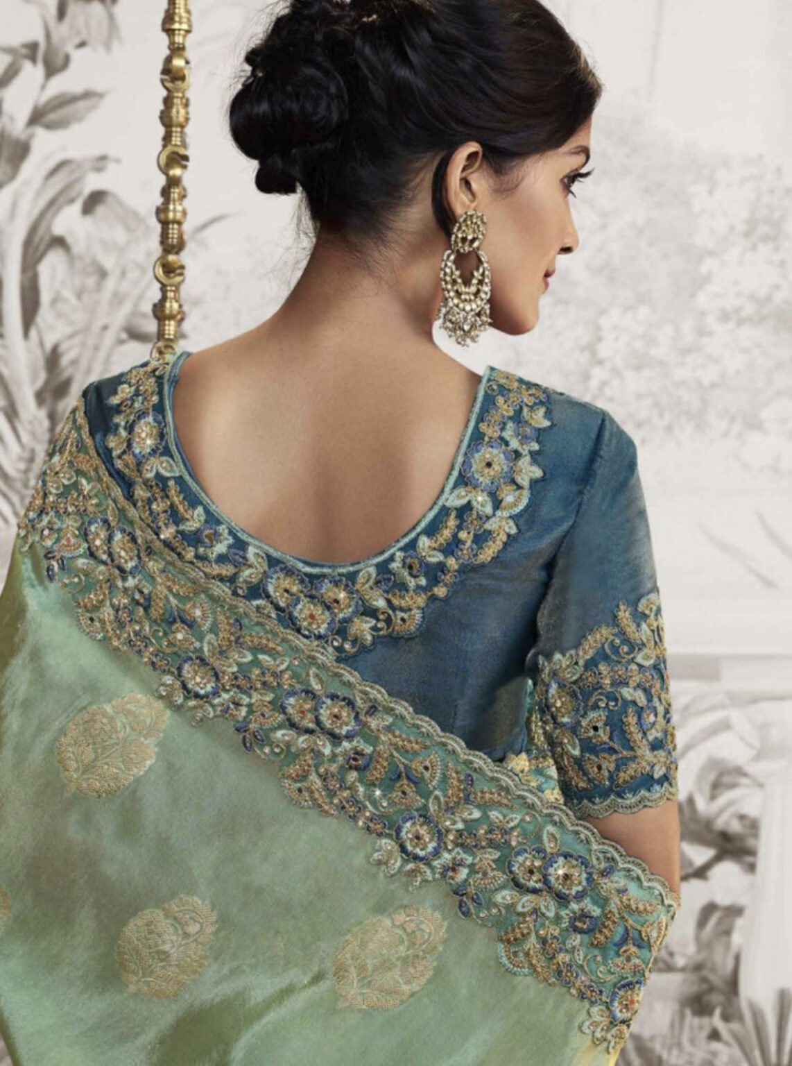 Blue Fancy Silk Wedding Reception Wear Saree - Sarees Designer Collection